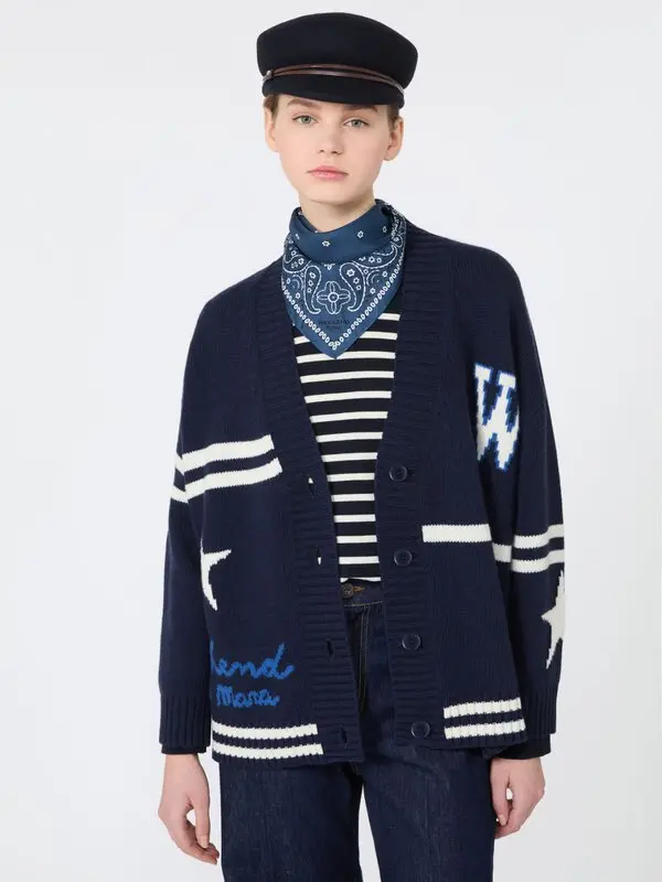 Max Mara Jacquard Wool Cardigan