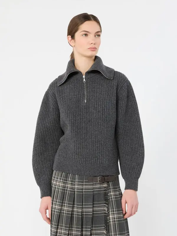 Max Mara Wool Zip-up Roll-neck Jumper