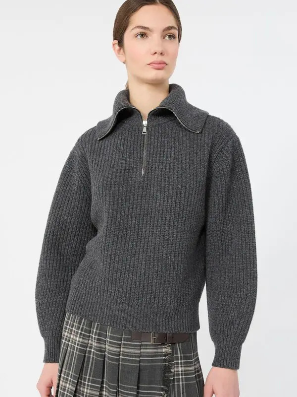Max Mara Wool Zip-up Roll-neck Jumper