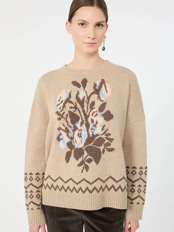 Max Mara Loose Jumper In Wool Jacquard