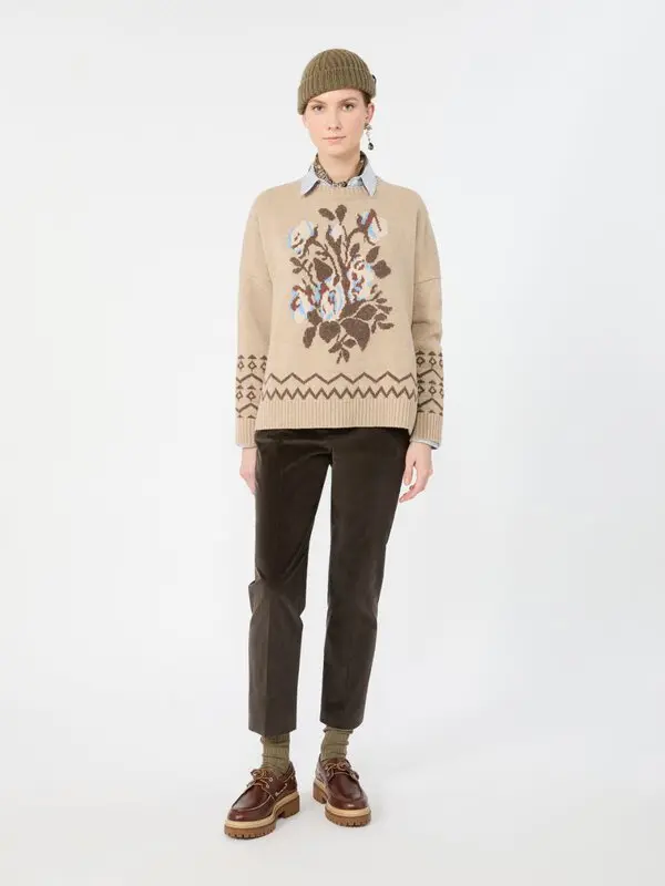 Max Mara Loose Jumper In Wool Jacquard
