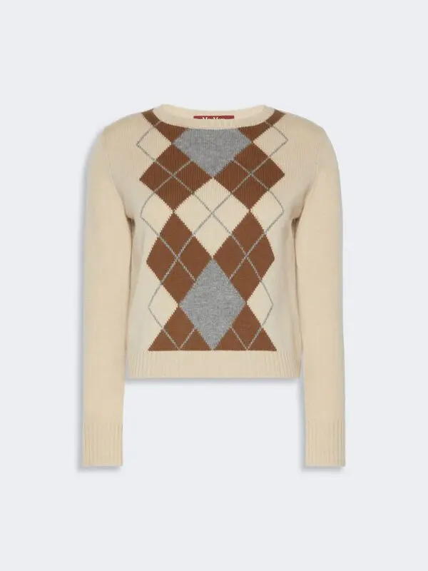 Max Mara Argyle Wool And Cashmere Sweater - Ecru