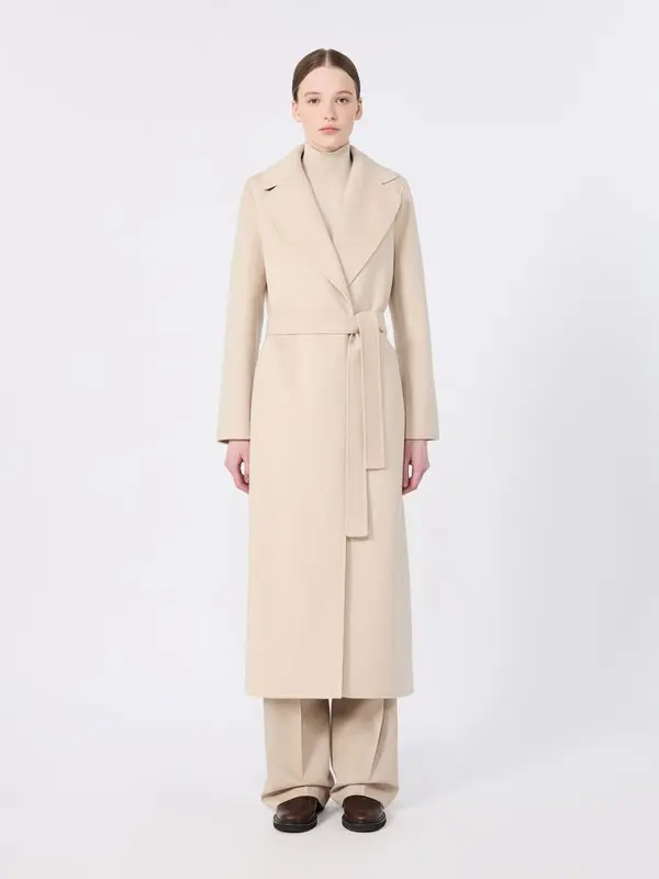 Max Mara Wool Broadcloth Robe Coat - Albino