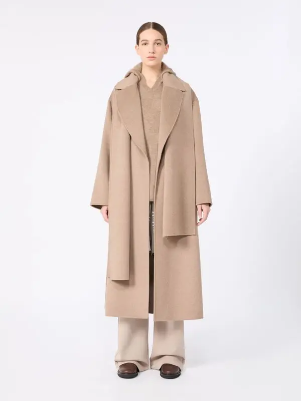 Max Mara Double Wool And Cashmere Robe Coat - Clay