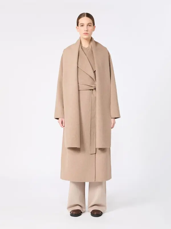 Max Mara Double Wool And Cashmere Robe Coat - Clay