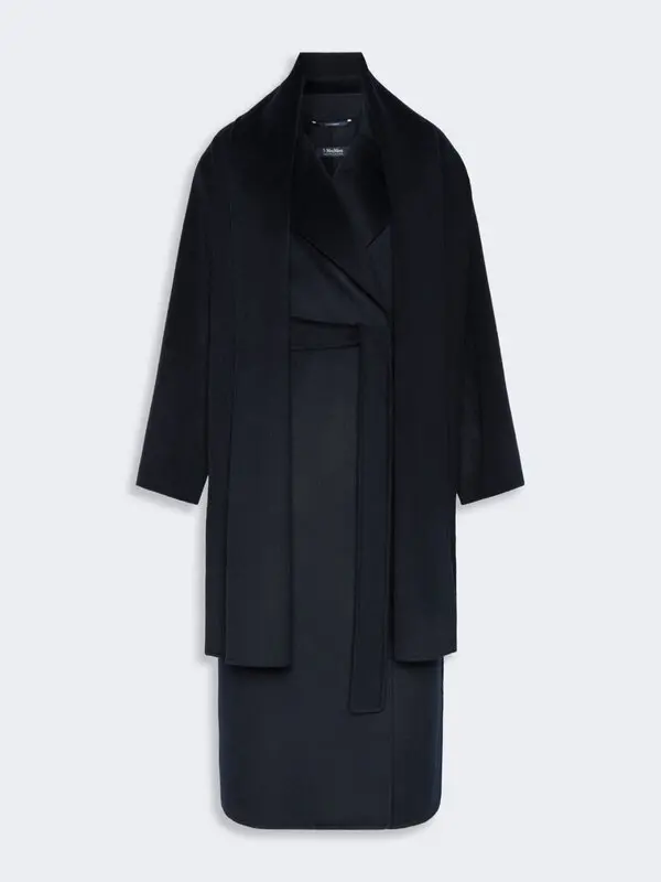 Max Mara Double Wool And Cashmere Robe Coat - Midnightblue