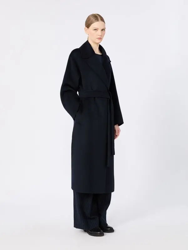 Max Mara Double Wool And Cashmere Robe Coat - Midnightblue