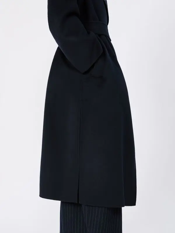 Max Mara Double Wool And Cashmere Robe Coat - Midnightblue