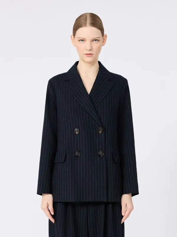 Max Mara Double-breasted Pinstripe Wool Jacket