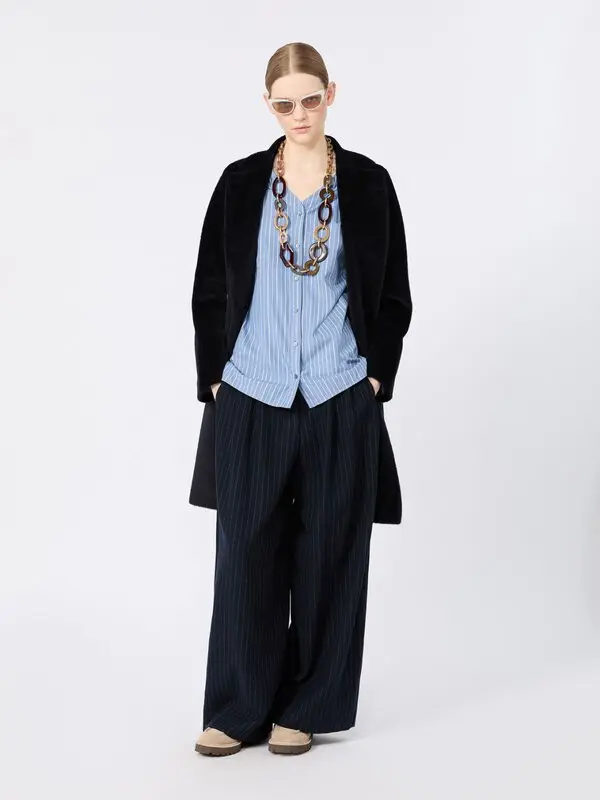 Max Mara Chalk-stripe Wool Trousers