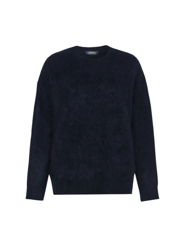 Max Mara Yak Yarn Sweater With Scarf Detail - Navy