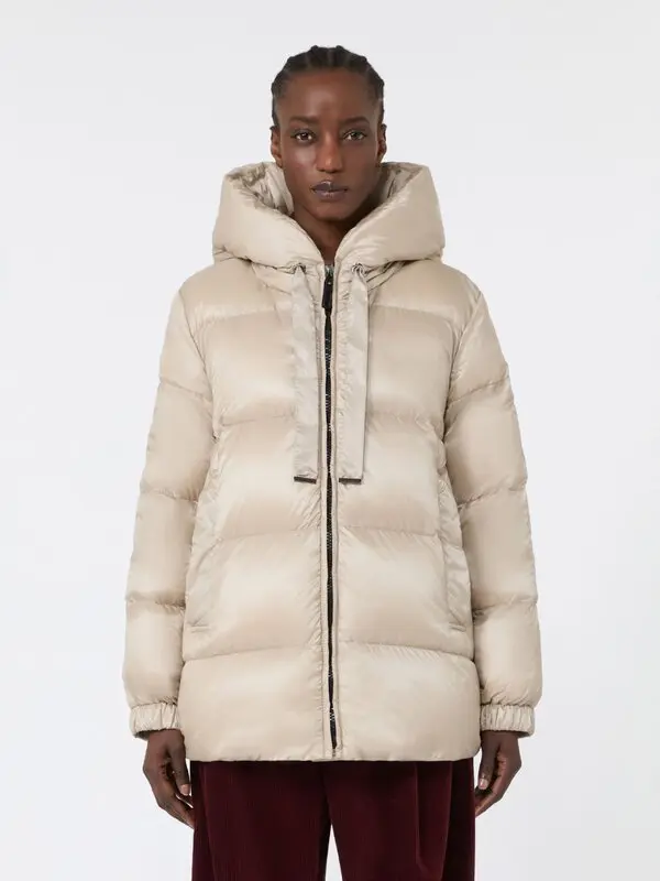 Max Mara Puffer Jacket With Quilted Stripe Motif - Natural