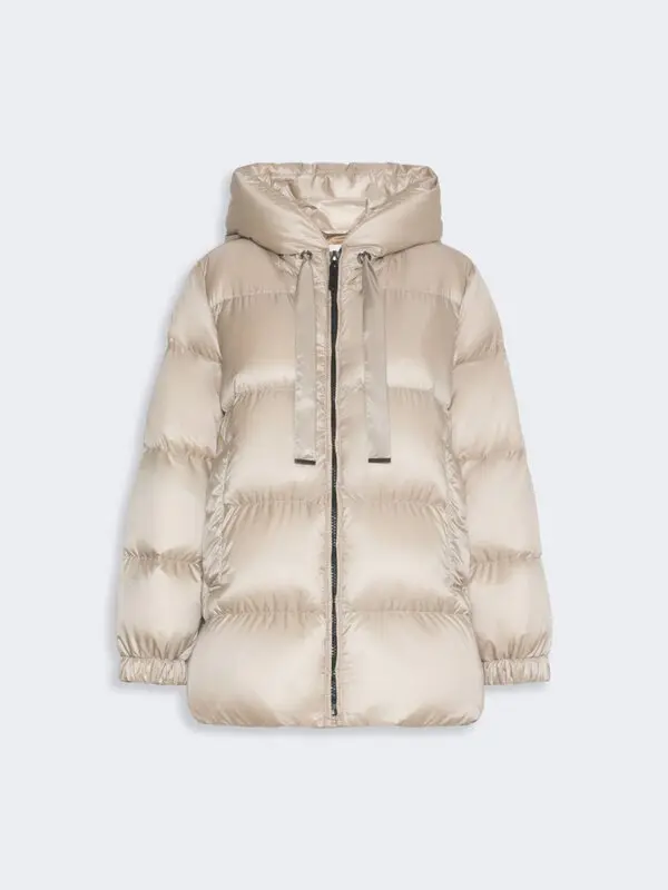 Max Mara Puffer Jacket With Quilted Stripe Motif - Natural