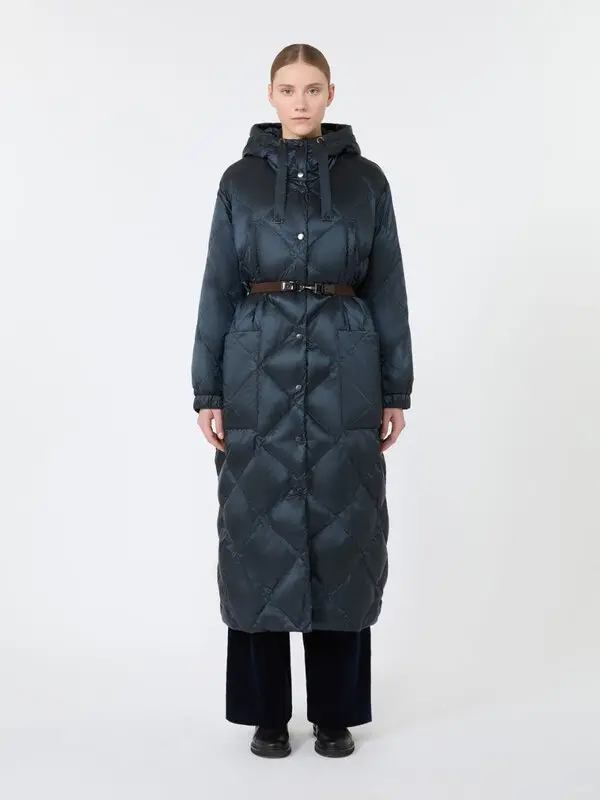 Max Mara Long Puffer In Quilted Water-repellent Fabric