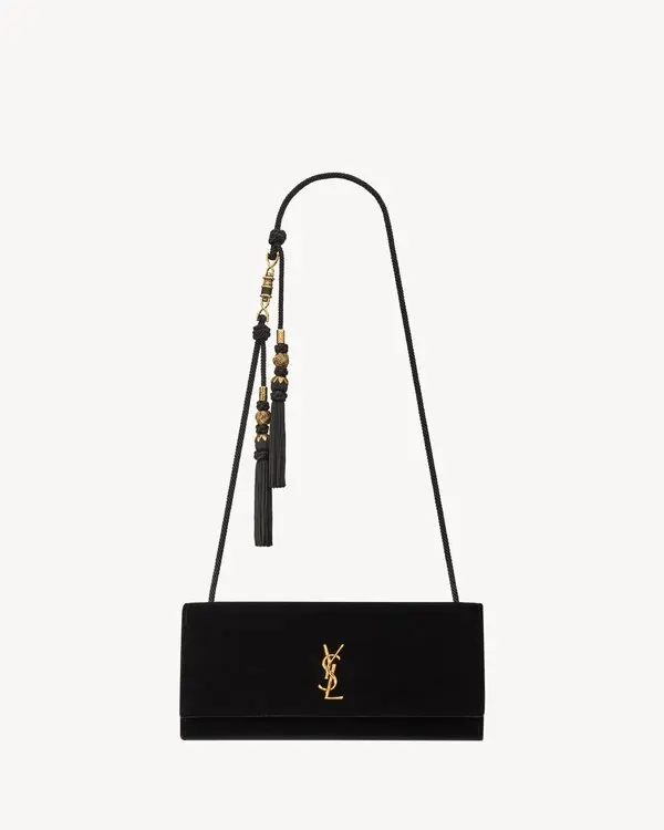 Saint Laurent Kate Clutch On Chain In Suede