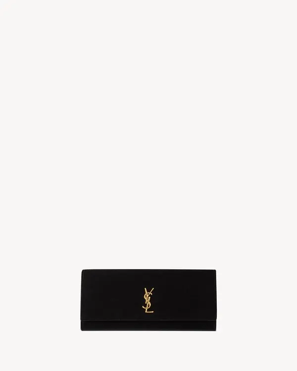 Saint Laurent Kate Clutch On Chain In Suede - Black
