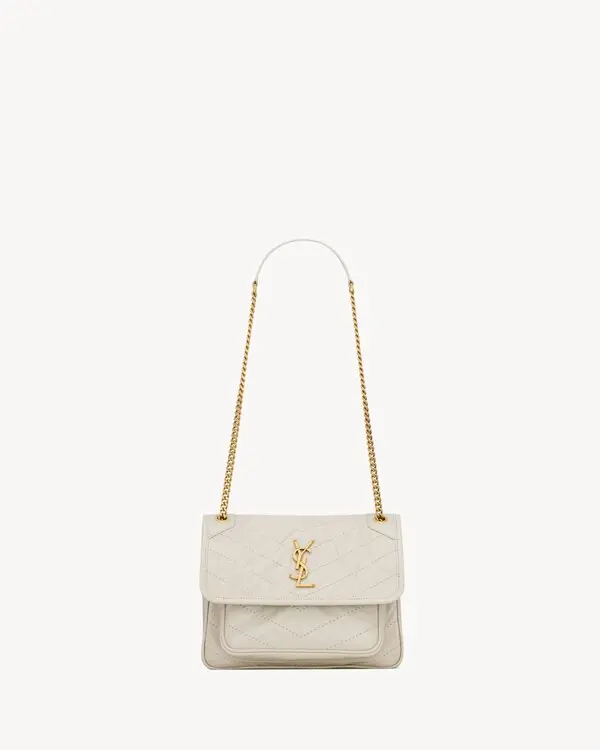 Saint Laurent Niki Baby Vintage Leather Bag - White