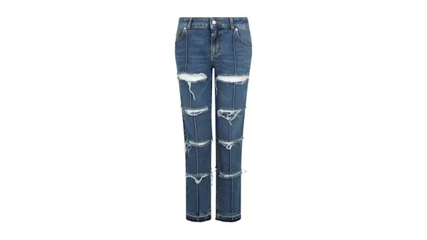 Alexander McQueen Straightleg Distressed Jeans