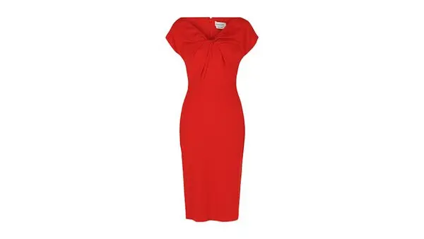 Alexander McQueen Twistdetail Crepe Midi Dress - Lust Red