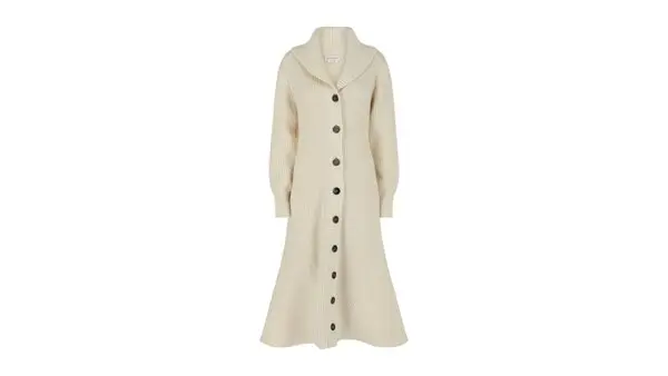 Alexander McQueen Ribbed Wool Cardigan Coat