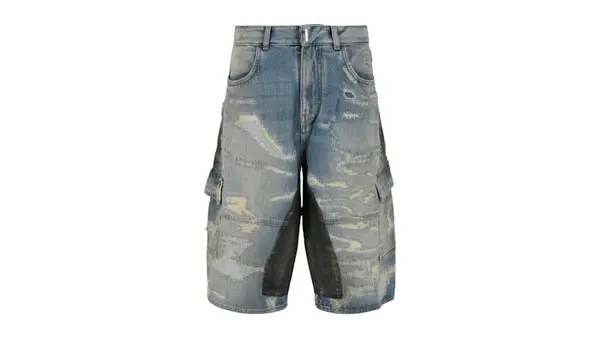 Givenchy Distressed Denim Cargo Shorts
