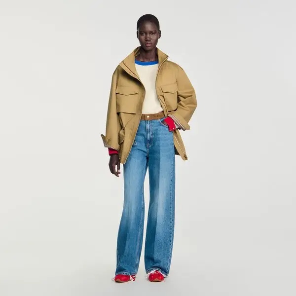 Sandro Straight Jeans With Leather Belt