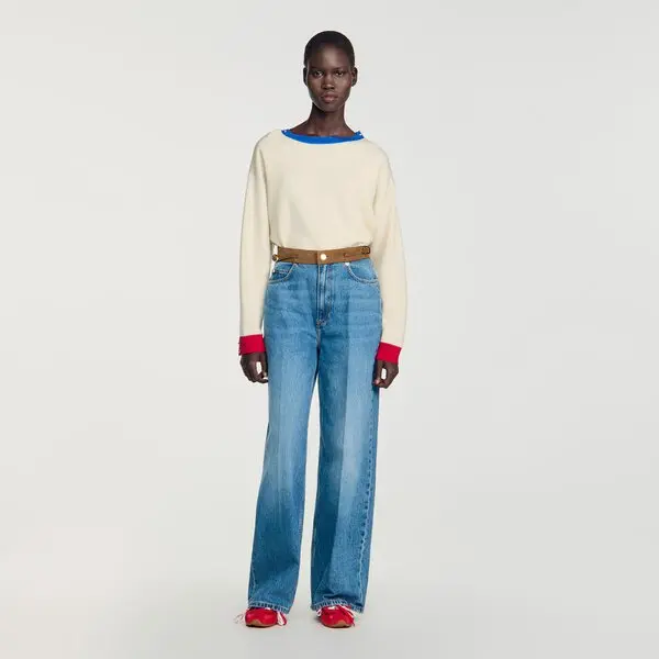 Sandro Straight Jeans With Leather Belt