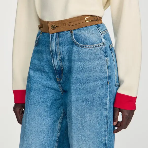 Sandro Straight Jeans With Leather Belt