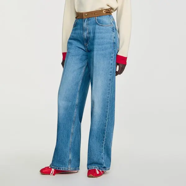 Sandro Straight Jeans With Leather Belt