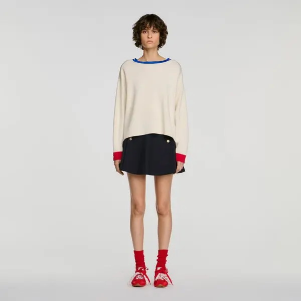 Sandro Contrast Trim Wool Sweater