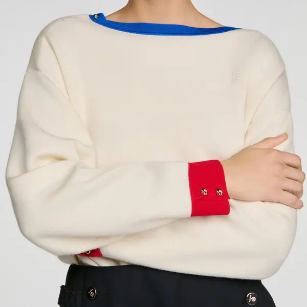 Sandro Contrast Trim Wool Sweater