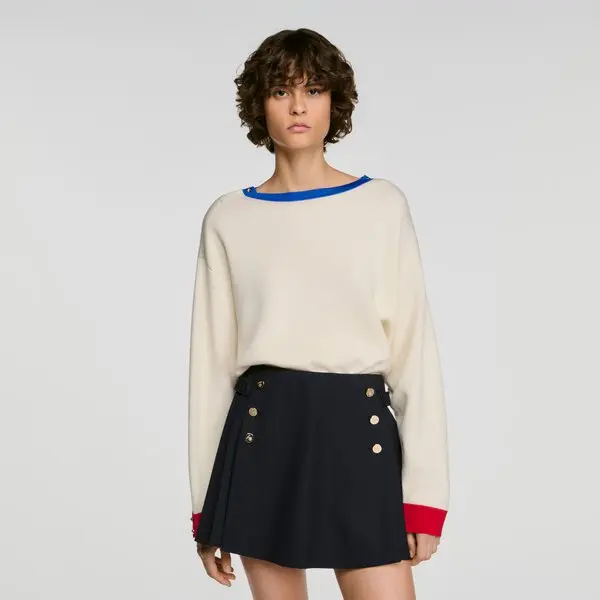 Sandro Contrast Trim Wool Sweater