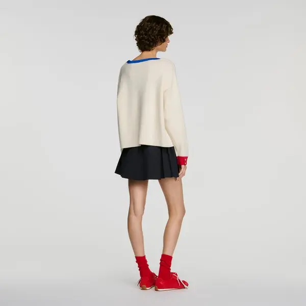 Sandro Contrast Trim Wool Sweater