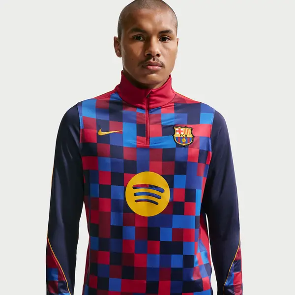 Nike Fc Barcelona Strike Home Dri-fit Soccer Pre-match Knit Drill Top - Red