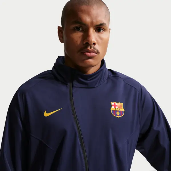 Nike Fc Barcelona Strike Shield Soccer Hooded Rain Jacket