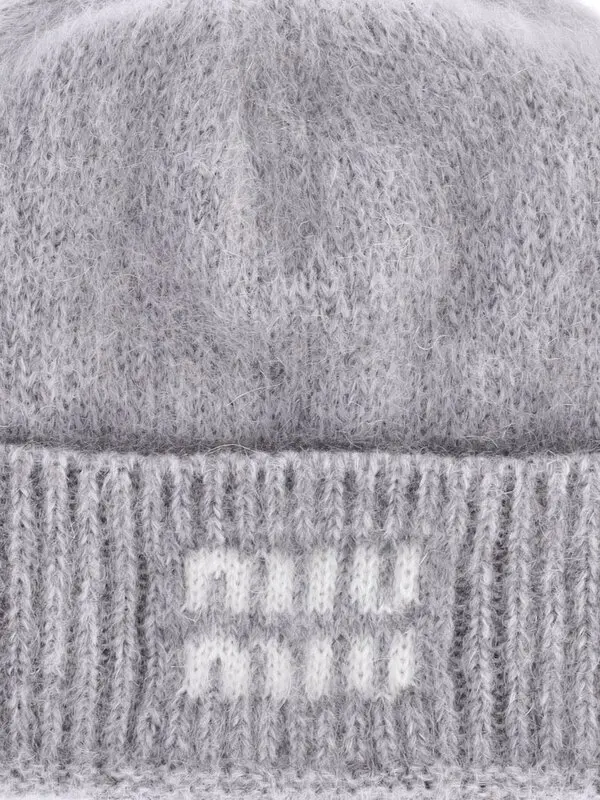 Miu Miu Logo Beanie In Mohair Blend