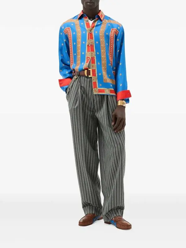 Versace Striped Pleated Trousers