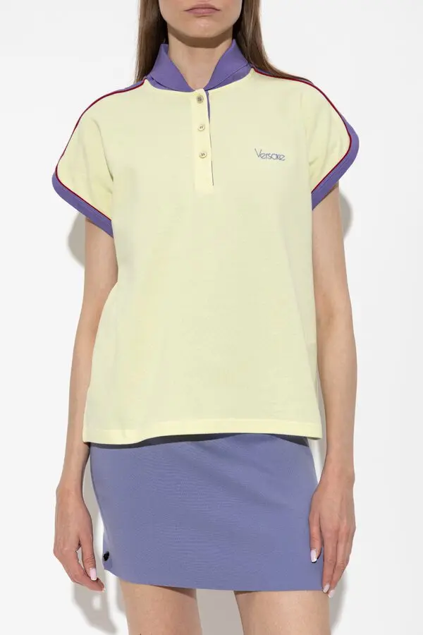Versace Cotton Piqué Polo With Embroidered Logo