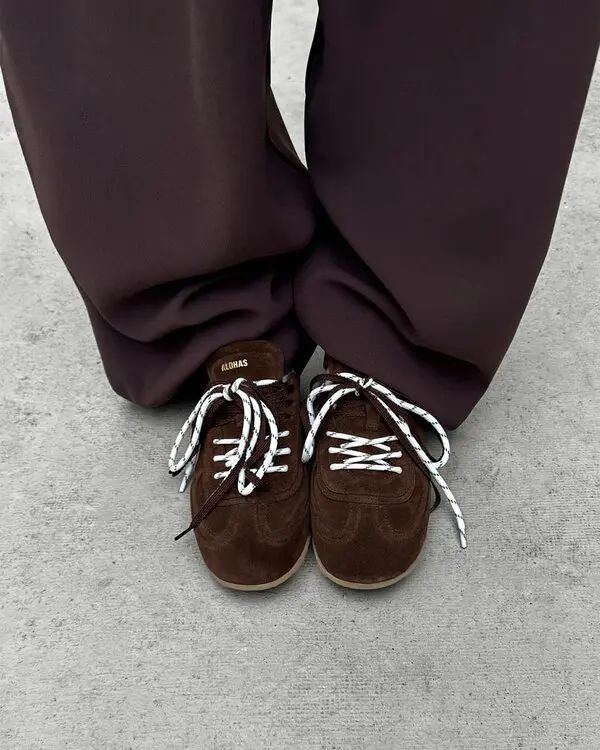 ALOHAS Tb.24 Suede Chocolate Leather Sneakers - Chocolate Brown