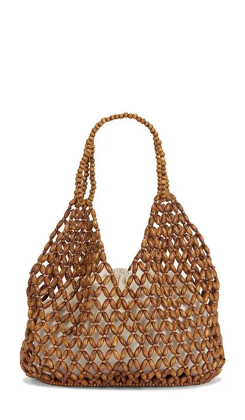 8 Other Reasons Beaded Tote Bag In Tan - Brown