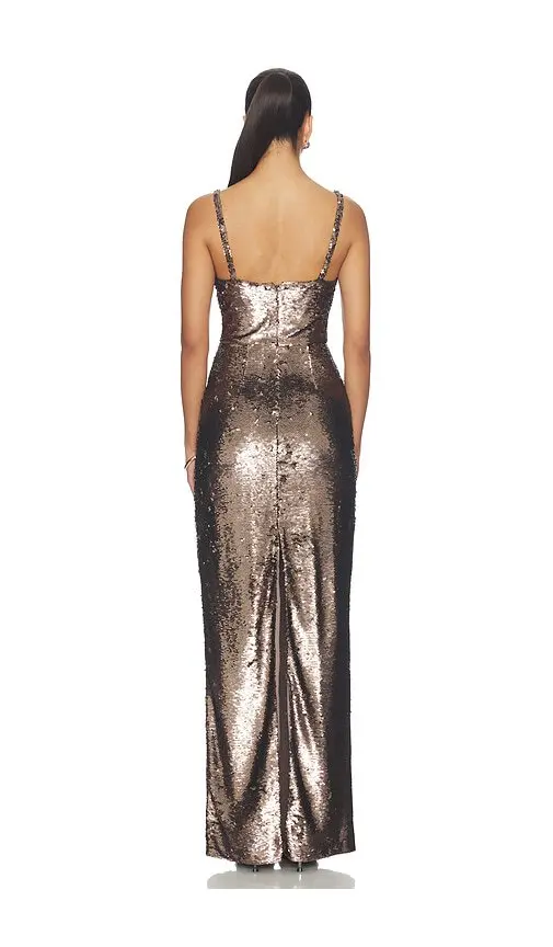 L'Agence Karma Sequin Maxi Dress In Metallic