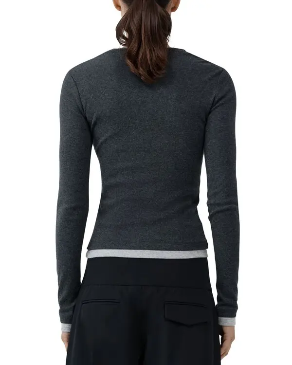ST. AGNI Cotton V Neck Long Sleeve Top