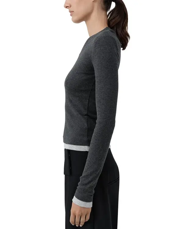 ST. AGNI Cotton V Neck Long Sleeve Top
