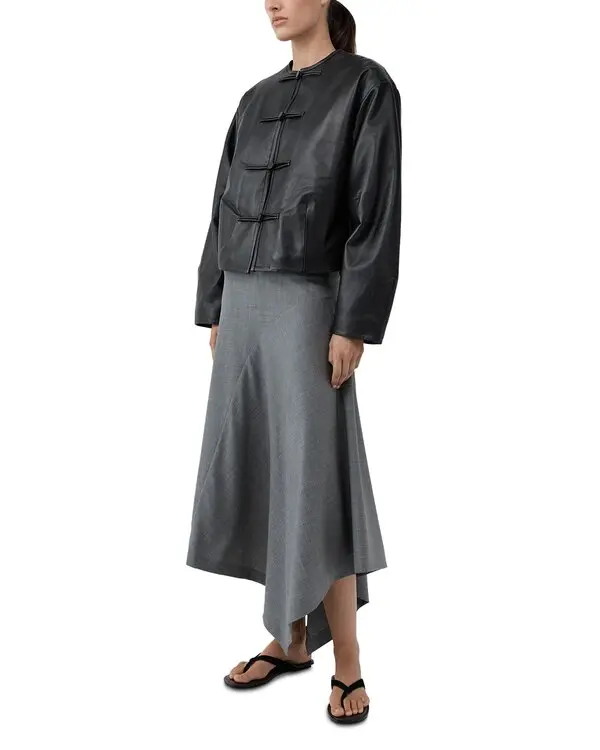 ST. AGNI Leather Button Front Cocoon Jacket