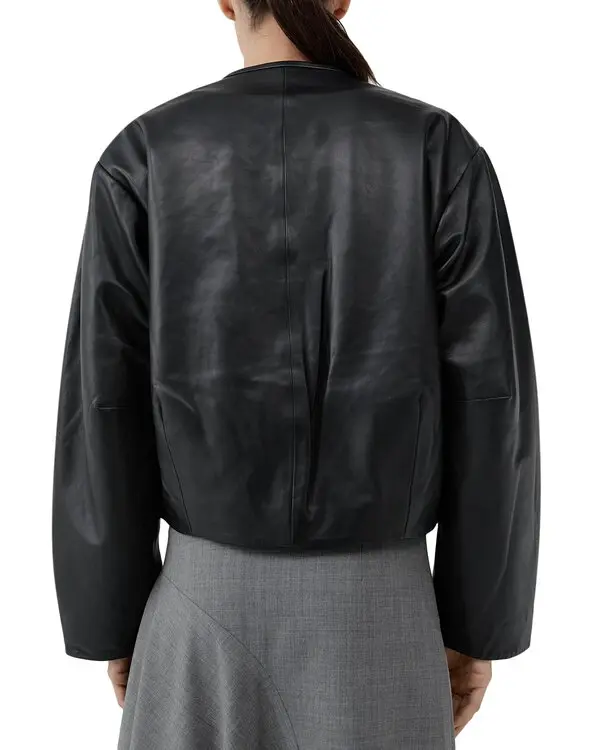 ST. AGNI Leather Button Front Cocoon Jacket