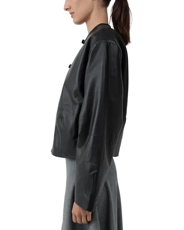 ST. AGNI Leather Button Front Cocoon Jacket
