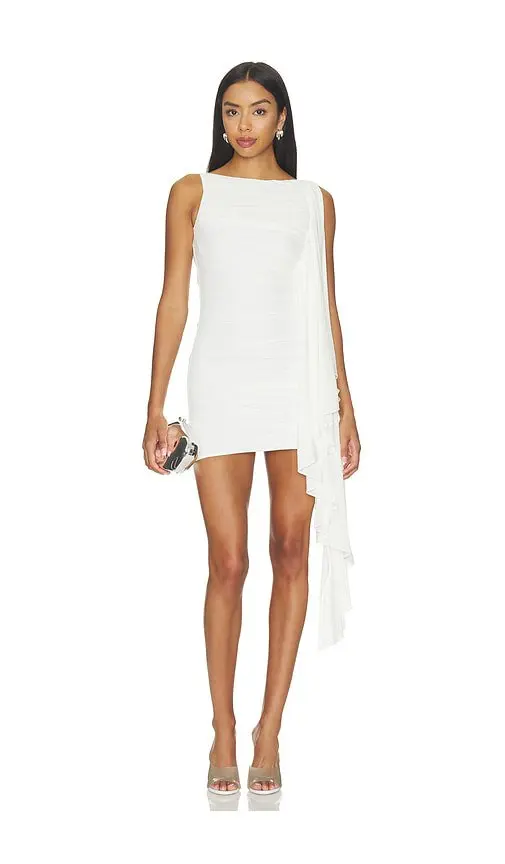 Alexander Wang Asymmetric Ruched Mini Dress - Star White