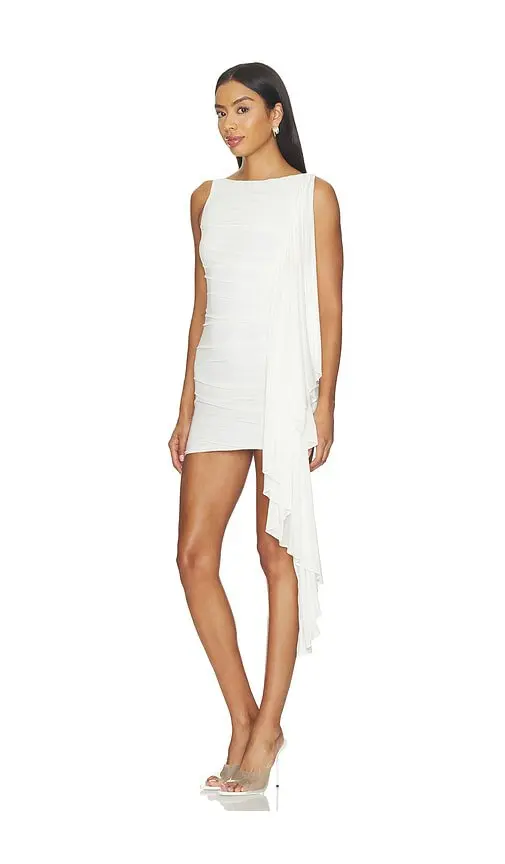 Alexander Wang Asymmetric Ruched Mini Dress - Star White