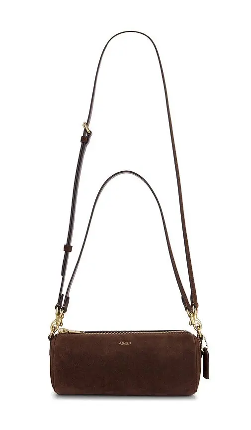 COACH Suede Barrel Bag In Chocolate