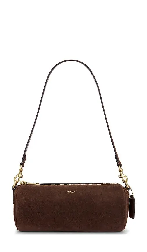 COACH Suede Barrel Bag In Chocolate